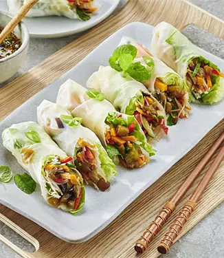 Fresh Spring Rolls with Teriyaki Aubergine | Kikkoman