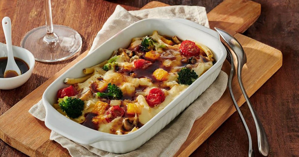Vegetable maccheroni au gratin with sweet soy sauce | Kikkoman