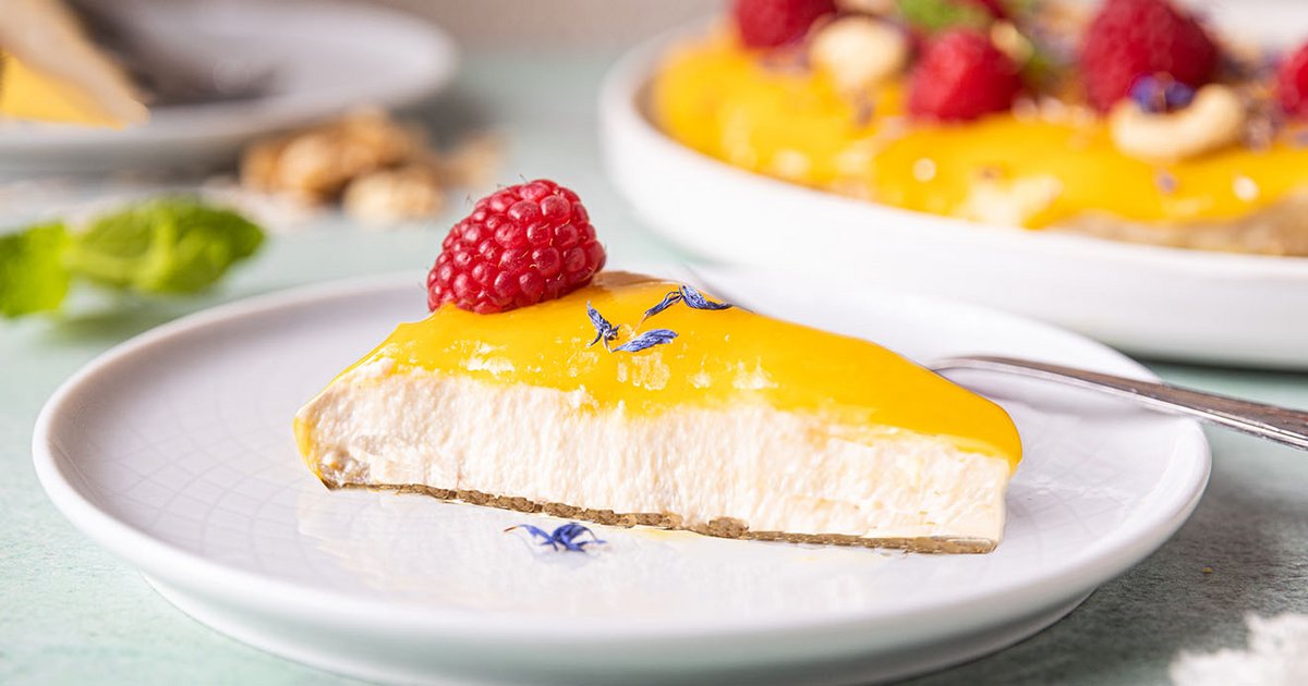 Tofu cheesecake with mango mousse | Recipe | Kikkoman
