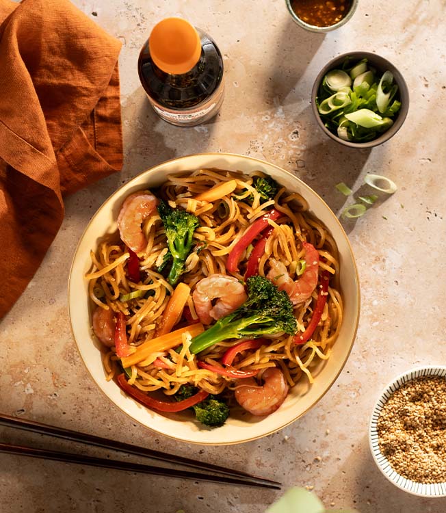 Stir-fried soba with prawns & veg | Recipe | Kikkoman