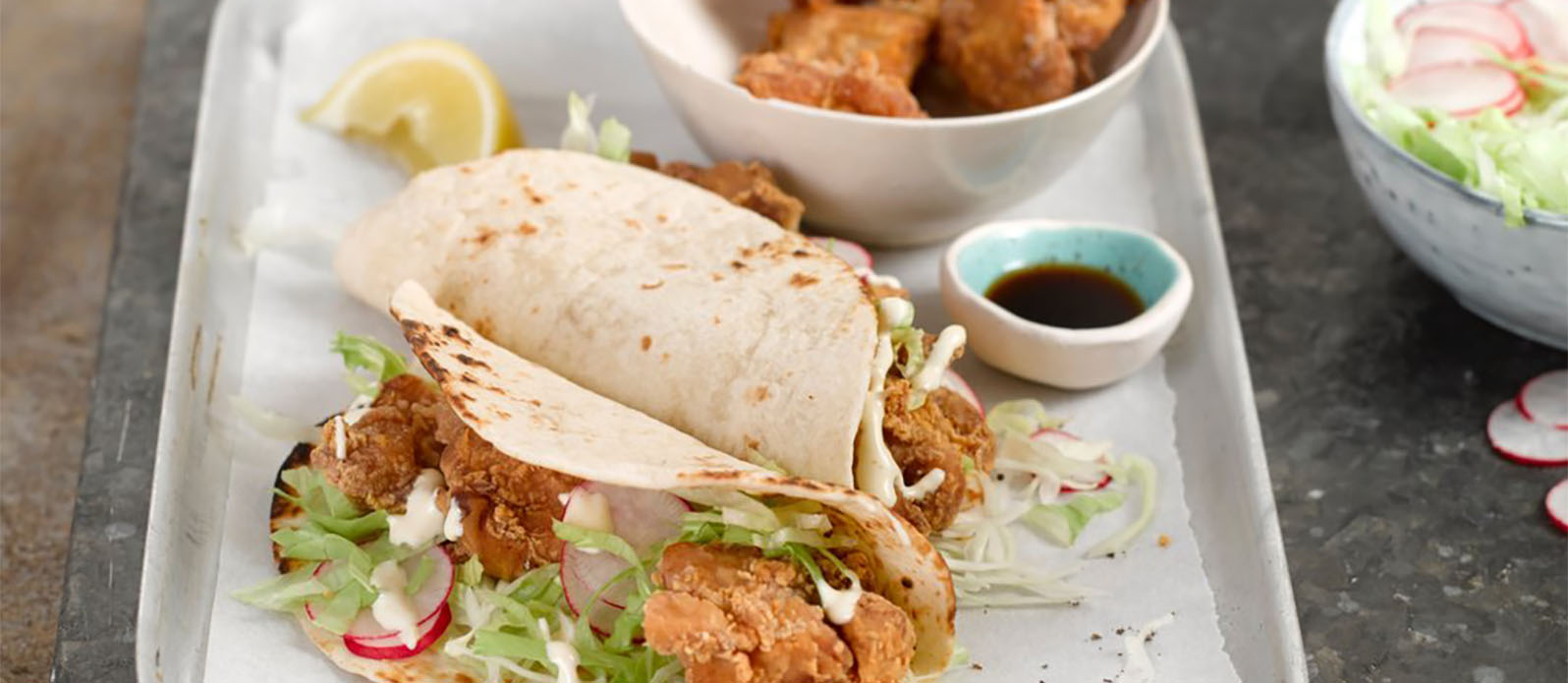 Karaage Tacos with Citrus Mayo | Kikkoman