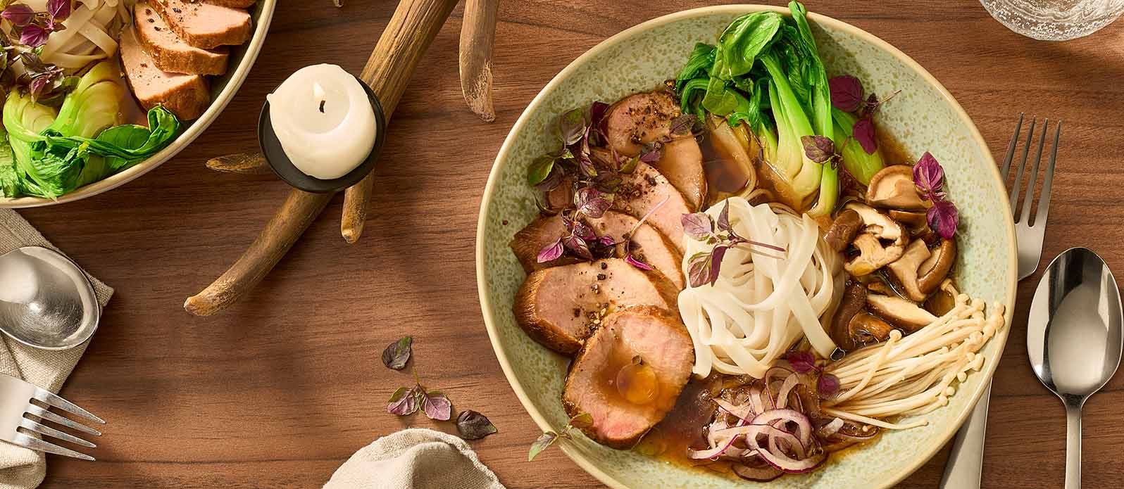 Teriyaki wild boar noodle broth | Recipe | Kikkoman