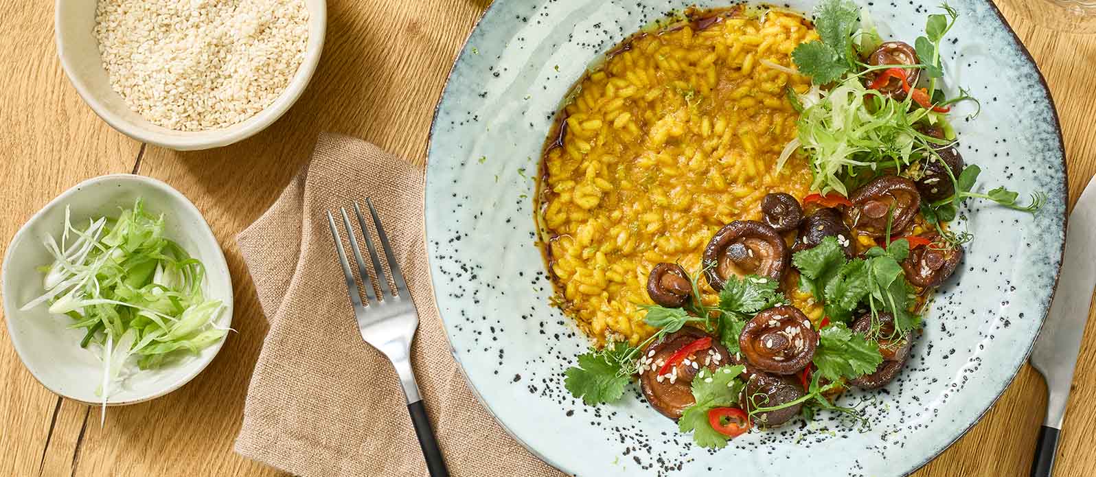 'Golden milk' risotto with shiitake & chilli | Recipe | Kikkoman